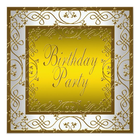 White Gold Womans Birthday Party Invitation | Zazzle.com