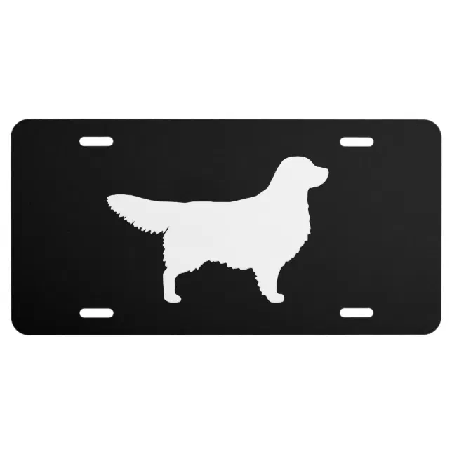White Golden Retriever Silhouette License Plate | Zazzle