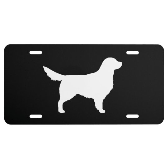 White Golden Retriever Silhouette License Plate | Zazzle.com