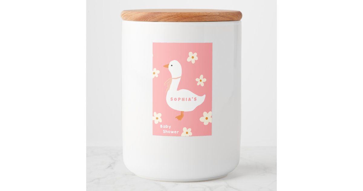 White Goose and Daisies Baby Shower Food Label | Zazzle