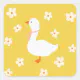 White Goose and Daisies Square Sticker | Zazzle