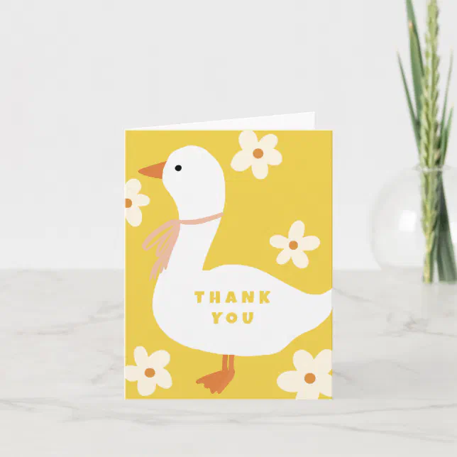 White Goose and Daisies Thank You Invitation | Zazzle