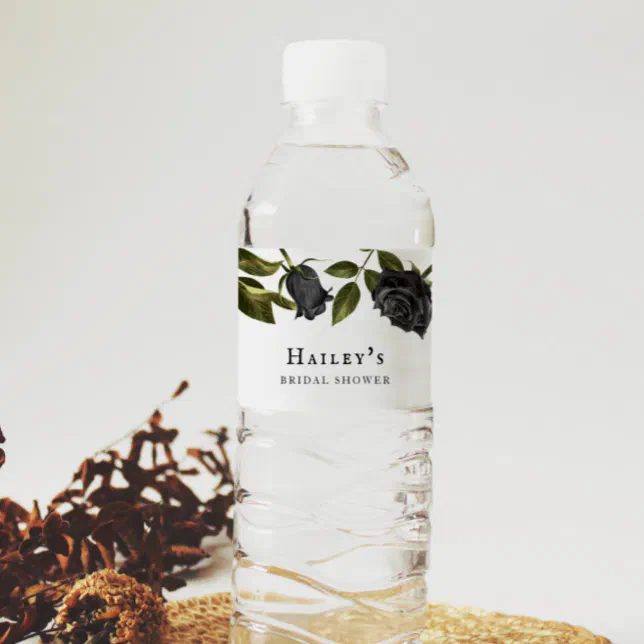 White Gothic Floral Bridal Shower Water Bottle Label | Zazzle