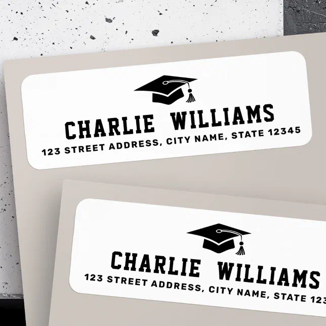 White graduation cap return address label | Zazzle