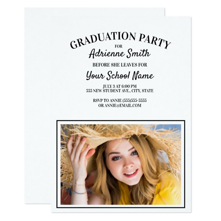 White Graduation College Party Photo Invitation | Zazzle.com