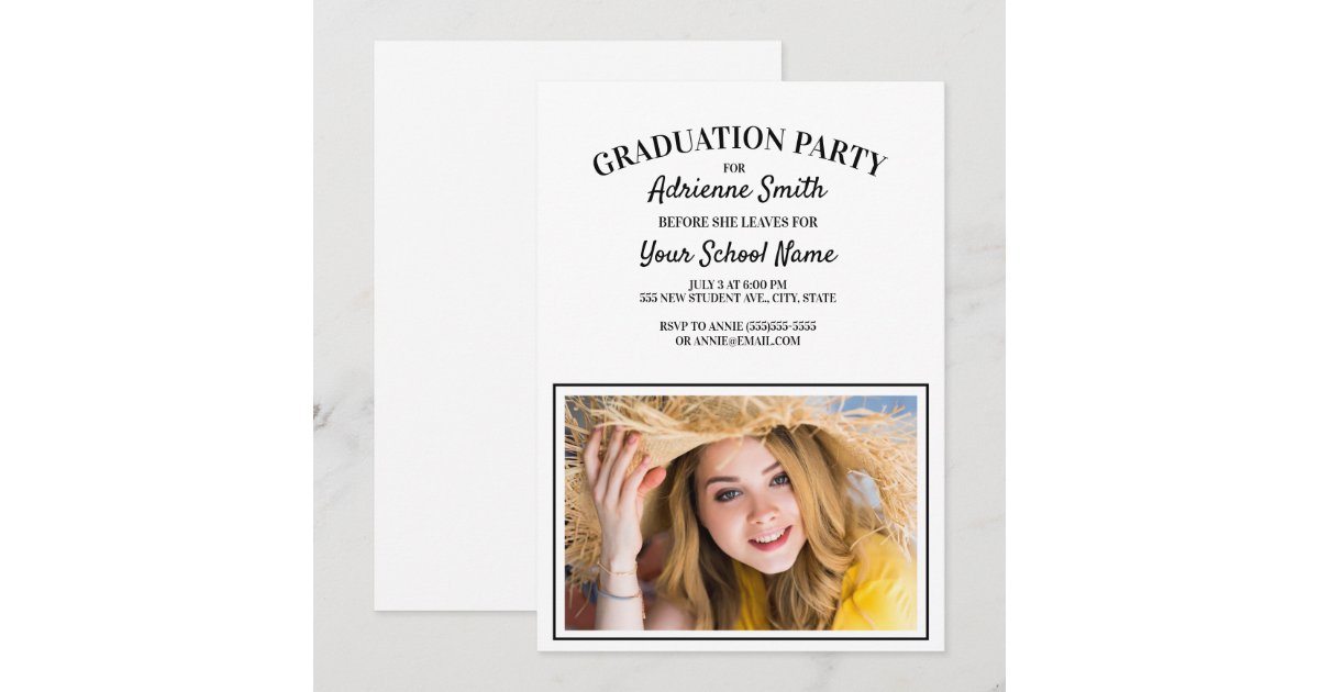 White Graduation College Party Photo Invitation | Zazzle
