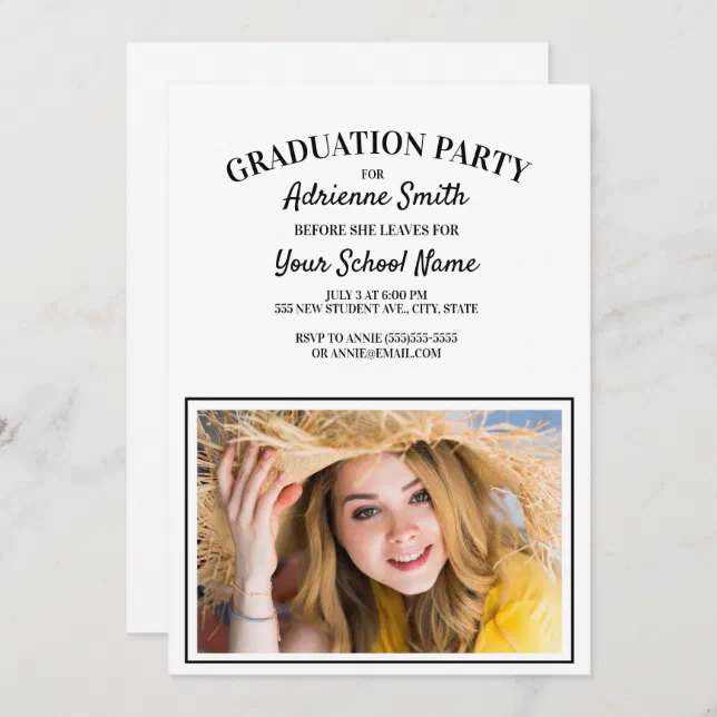 White Graduation College Party Photo Invitation | Zazzle