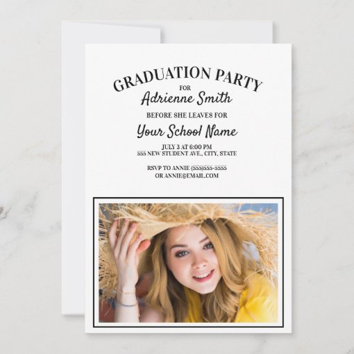 White Graduation College Party Photo Invitation | Zazzle