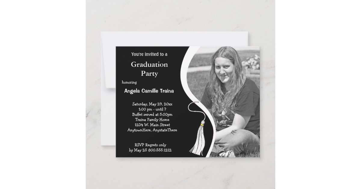 White Graduation Horizontal Photo Invitation | Zazzle