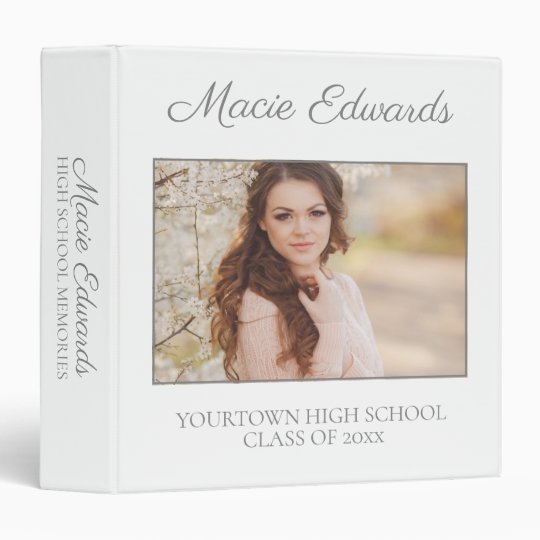 White Graduation Photo High School Memories 3 Ring Binder | Zazzle.com