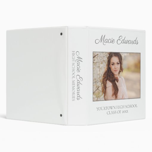 White Graduation Photo High School Memories 3 Ring Binder | Zazzle