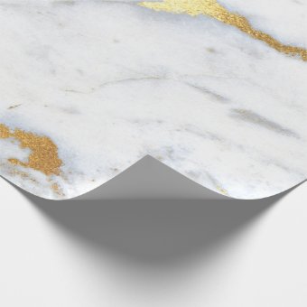 White Gray Marble Golden Shiny Brushes Bright Wrapping Paper | Zazzle