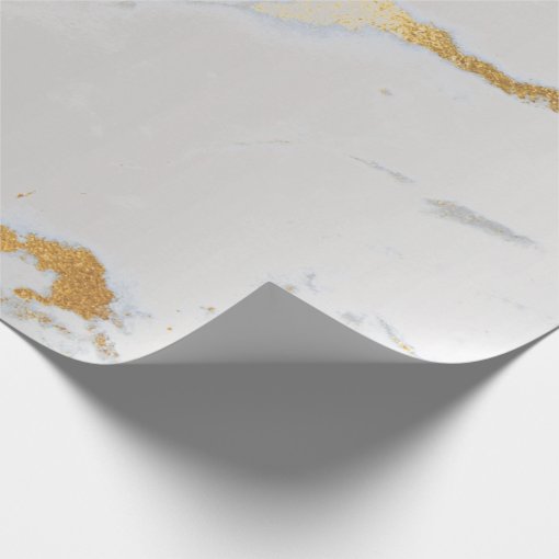 White Gray Marble Golden Shiny Metallic Bright Wrapping Paper | Zazzle