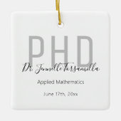 White Gray Name PhD Graduation Ceramic Ornament | Zazzle
