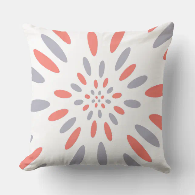 White, Gray & Salmon Color Throw Pillow | Zazzle