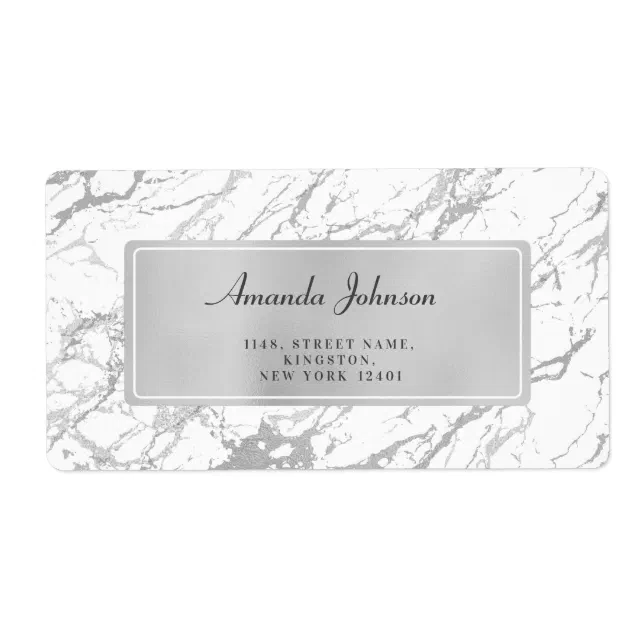 White Gray Silver Marble Return Address Labels | Zazzle