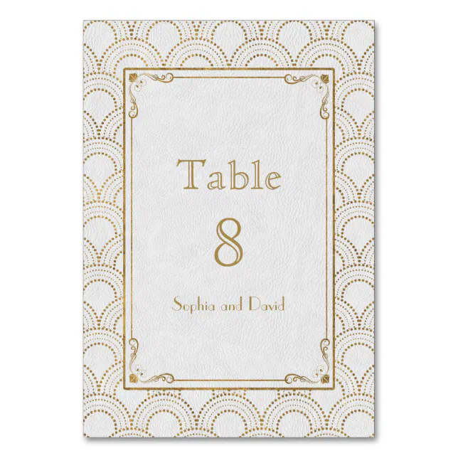 White Great Gatsby Gold Art Deco TABLE NUMBER | Zazzle
