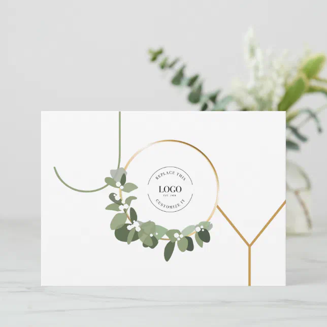White Green Gold Joy Custom Business Logo Holiday | Zazzle