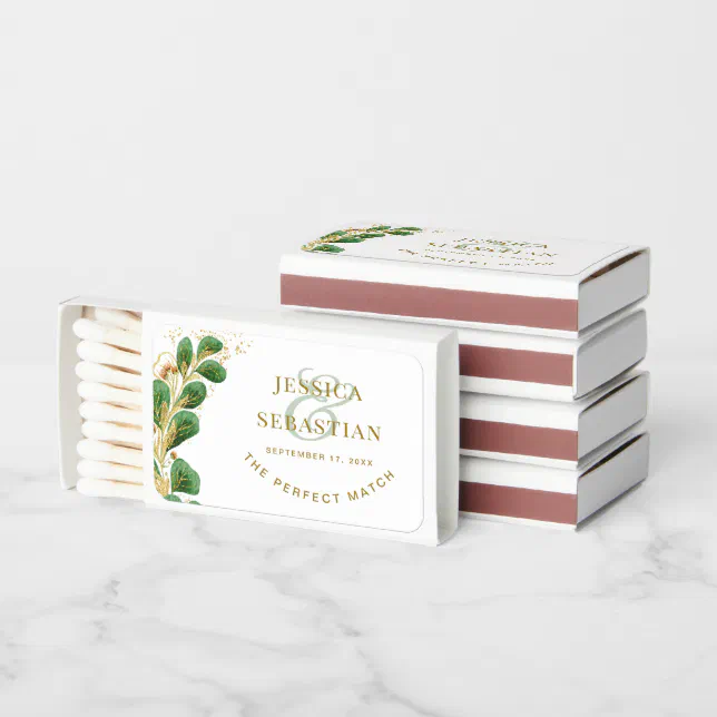 White Green Gold The Perfect Match Wedding Matches | Zazzle