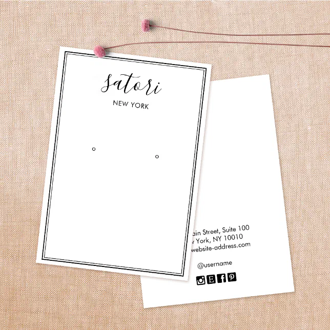 White Handwritten Signature Border Earring Display | Zazzle