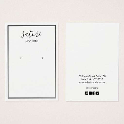 White Handwritten Signature Border Earring Display | Zazzle