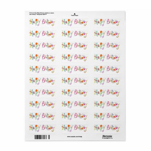White Happy Birthday Address Label Sticker | Zazzle