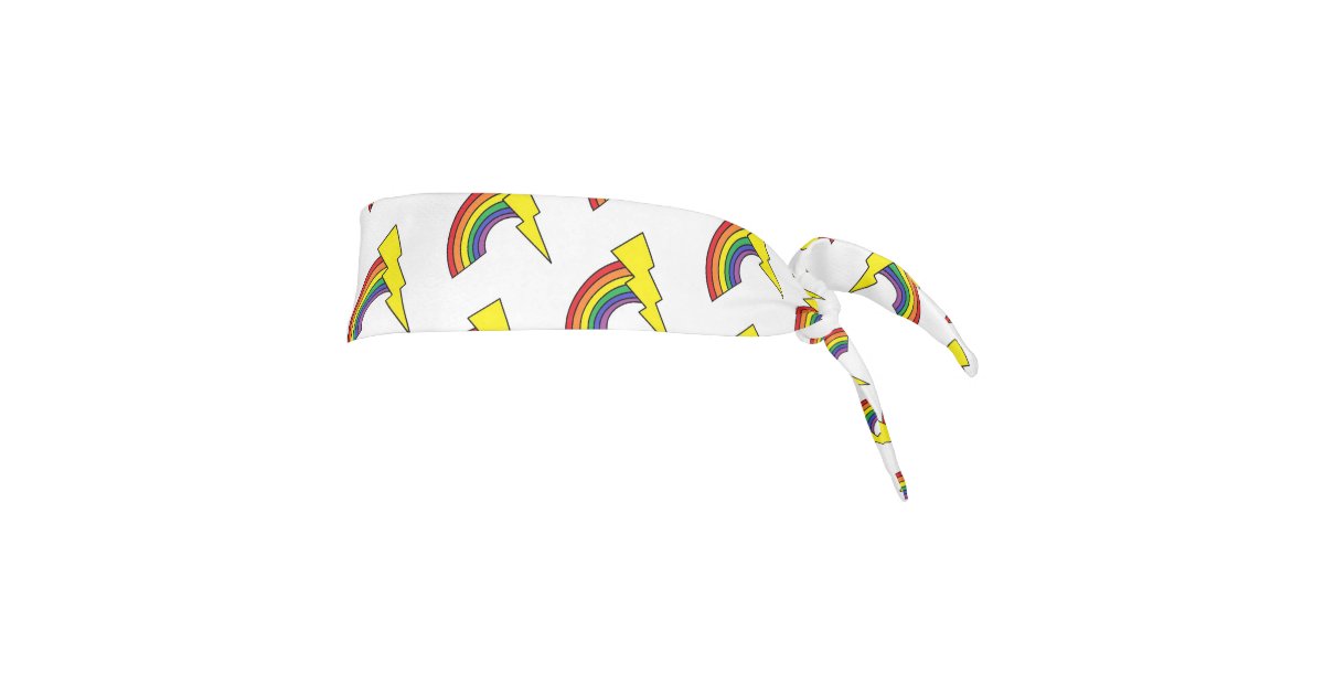 White Headband with Lightening Bolts and Rainbows | Zazzle