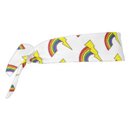 White Headband with Lightening Bolts and Rainbows | Zazzle