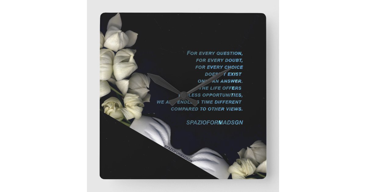 "White heart in black from moon" & Doubt Square Wall Clock | Zazzle