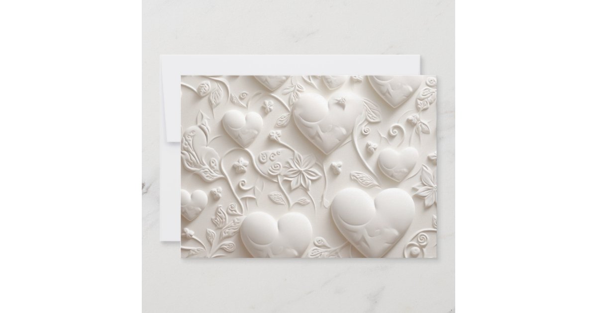 White Hearts Blank (Embossed Look) Invitation | Zazzle