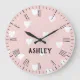 White Hearts on Pink Personalized Wall Clock | Zazzle