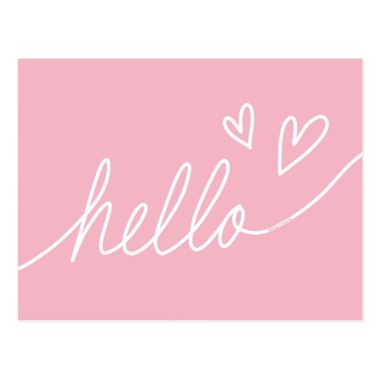 White "Hello" Lettering with Heart Shape Postcard | Zazzle.com