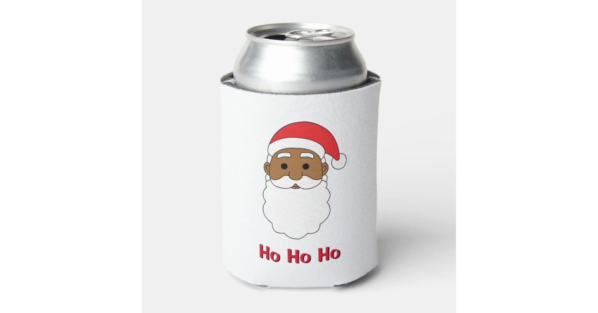 White Ho Ho Ho African American Santa Claus Family Can Cooler | Zazzle