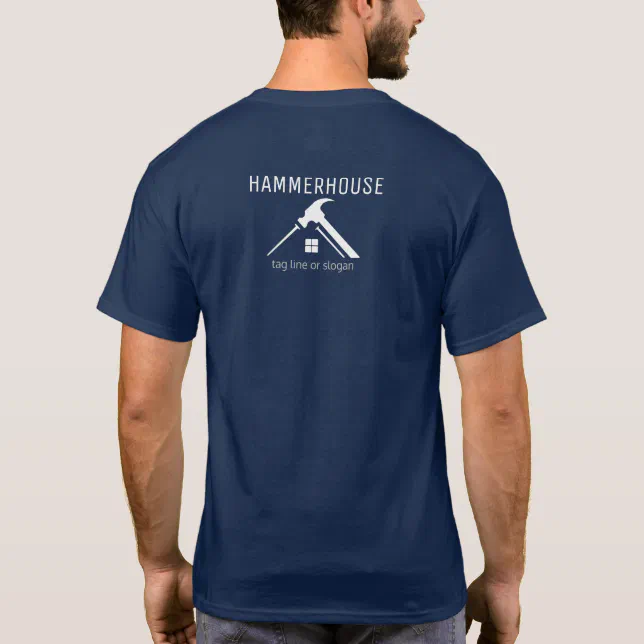 White Home Builder Construction Staff Navy T-Shirt | Zazzle