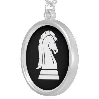 White Horse Chess Knight Silver Chain Necklace | Zazzle