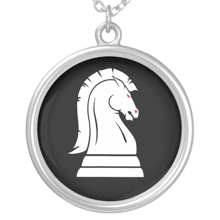 White Horse Chess Knight Silver Chain Necklace | Zazzle