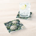 White Hydrangea Botanical Painting Glass Coaster | Zazzle