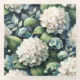 White Hydrangea Botanical Painting Glass Coaster | Zazzle