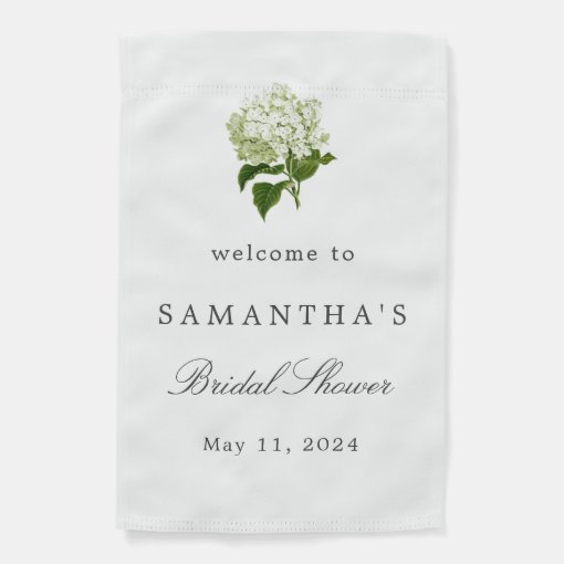 White Hydrangea Bridal Shower Welcome Garden Flag | Zazzle
