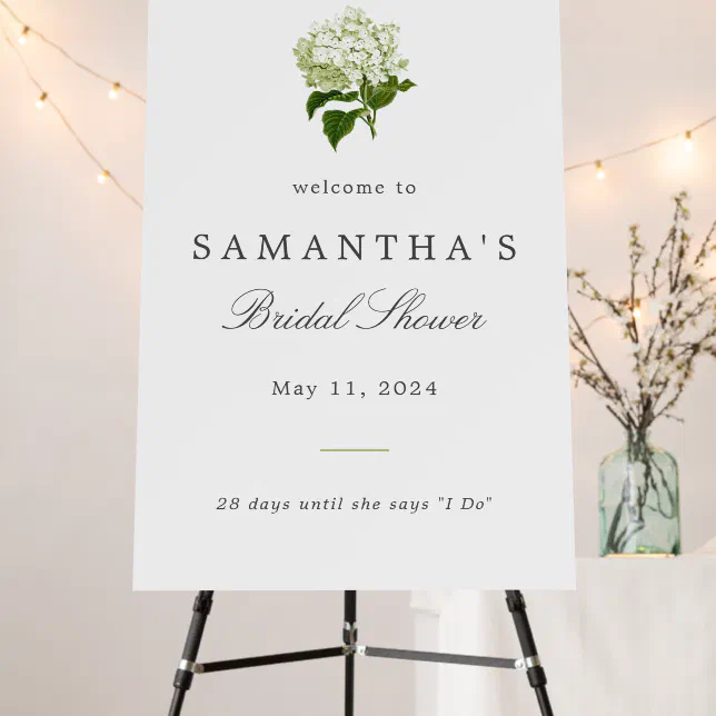 White Hydrangea Bridal Shower Welcome Sign | Zazzle