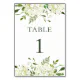 White Hydrangea Floral Watercolor Table Number | Zazzle