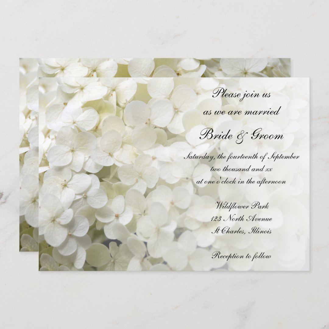 White Hydrangea Floral Wedding Invitation | Zazzle