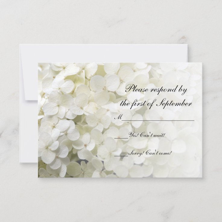 White Hydrangea Floral Wedding RSVP Response Card | Zazzle