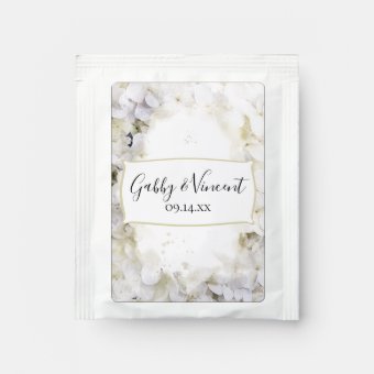 White Hydrangea Flower Watercolor Wedding Favor Tea Bag Drink Mix | Zazzle