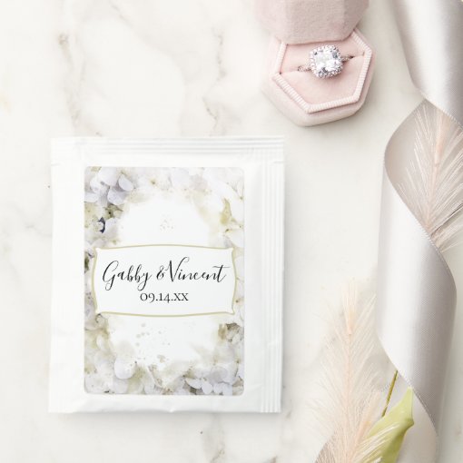 White Hydrangea Flower Watercolor Wedding Favor Tea Bag Drink Mix | Zazzle