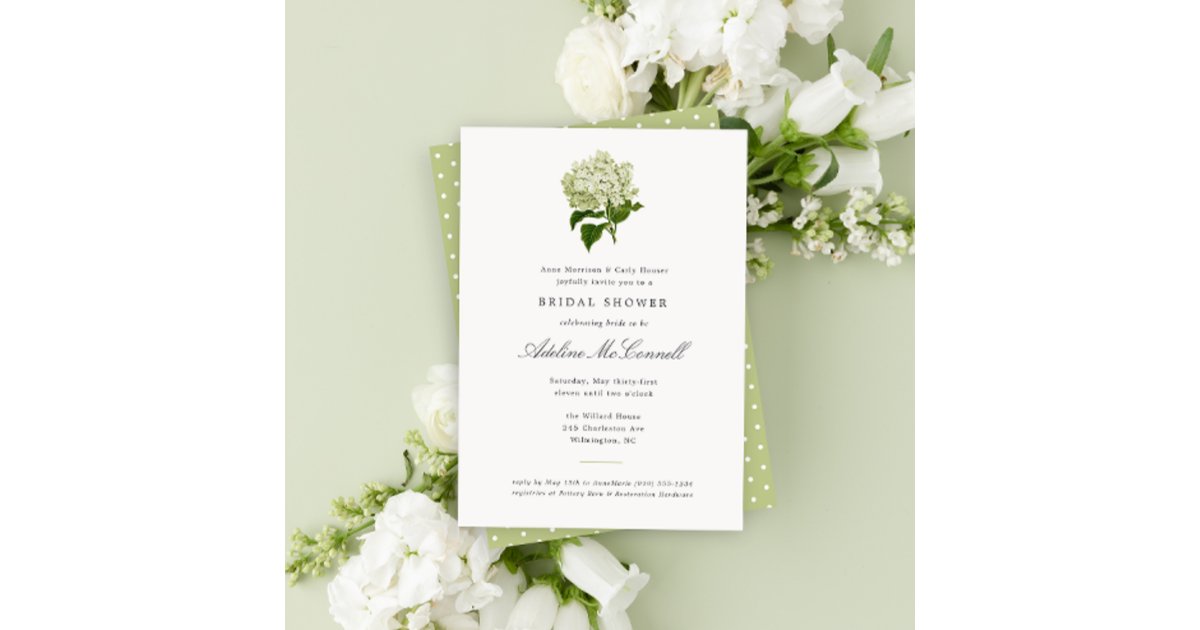 White Hydrangea Grand Millennial Bridal Shower Invitation | Zazzle