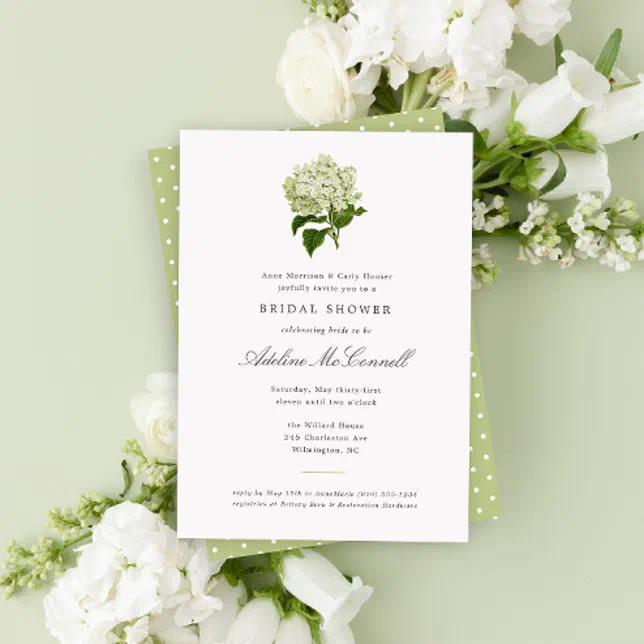 White Hydrangea Grand Millennial Bridal Shower Invitation | Zazzle