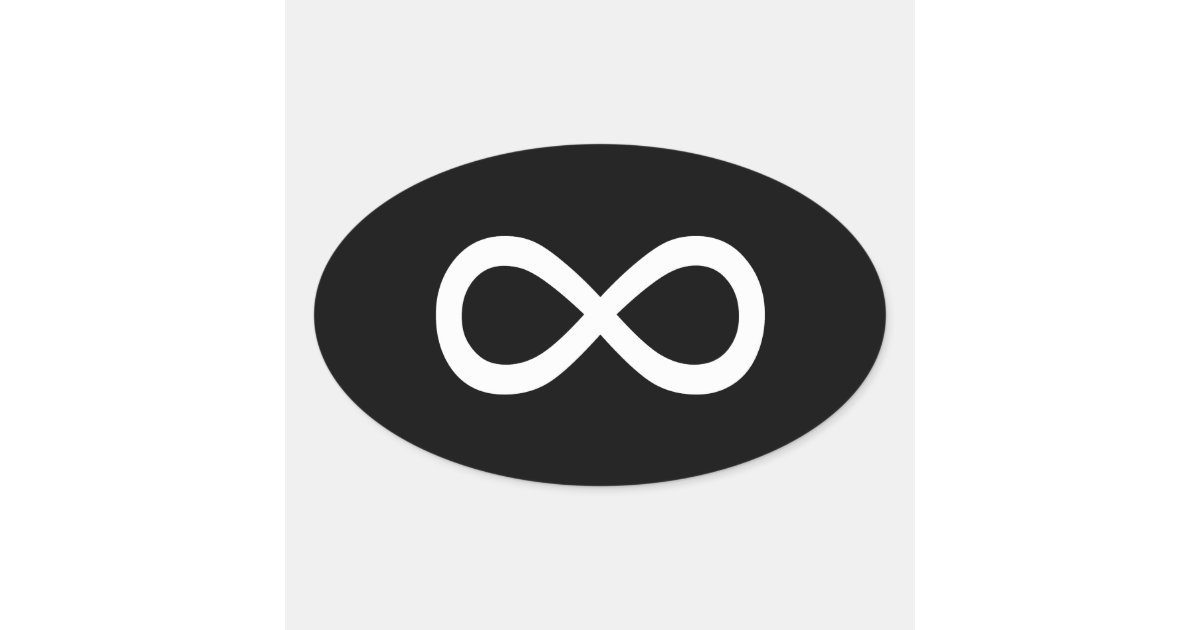 White Infinity Symbol Oval Sticker | Zazzle