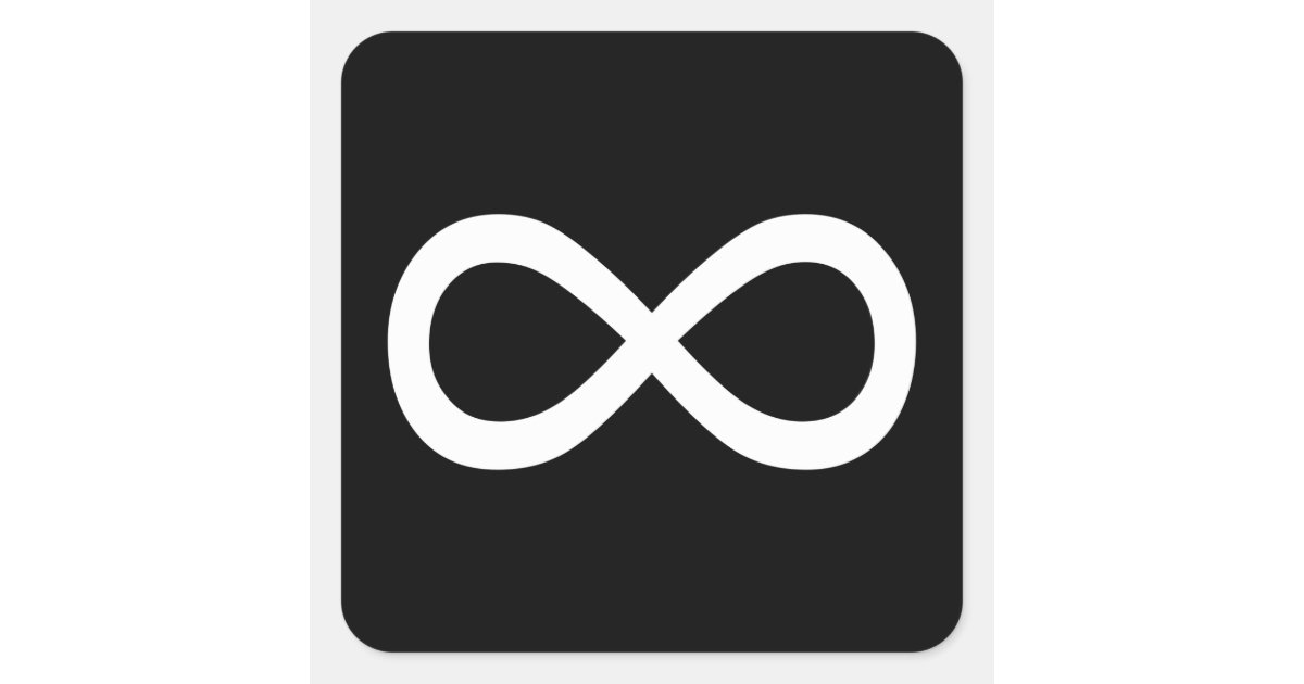 White Infinity Symbol Square Sticker | Zazzle
