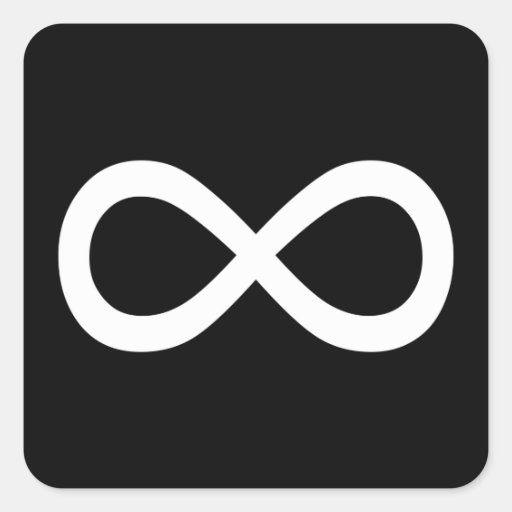 White Infinity Symbol Square Sticker | Zazzle